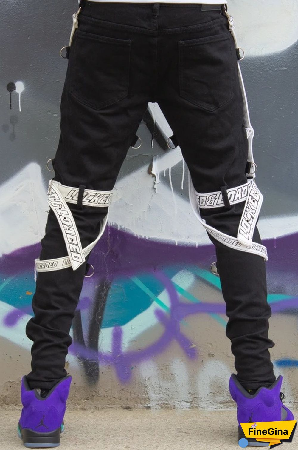 FineGina LOCKED LOADED JEANS-STRAPS AND STONES