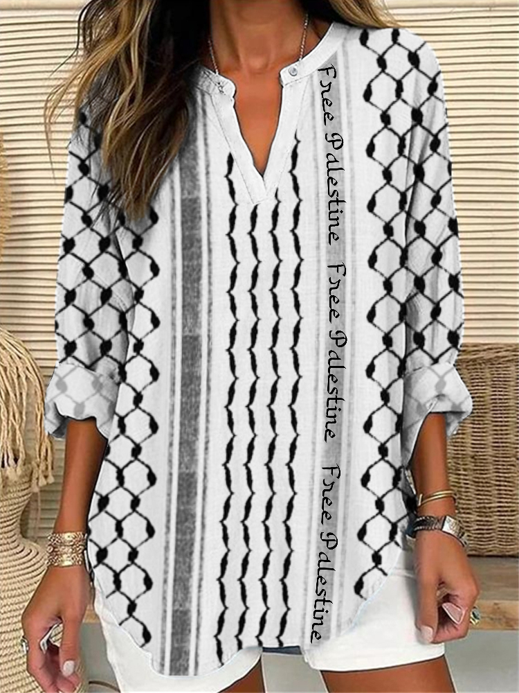 Free Palestine Shemagh Scarf Inspired Linen Blend Tunic