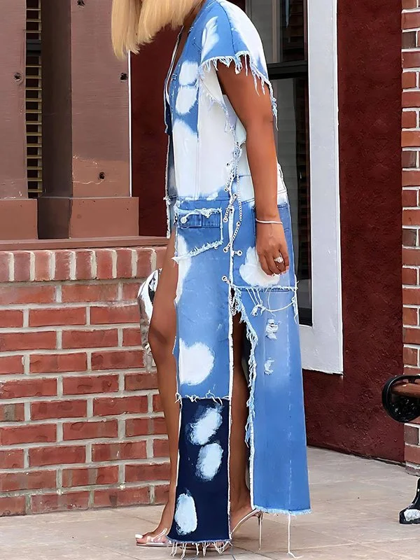 Distressed Denim Duster