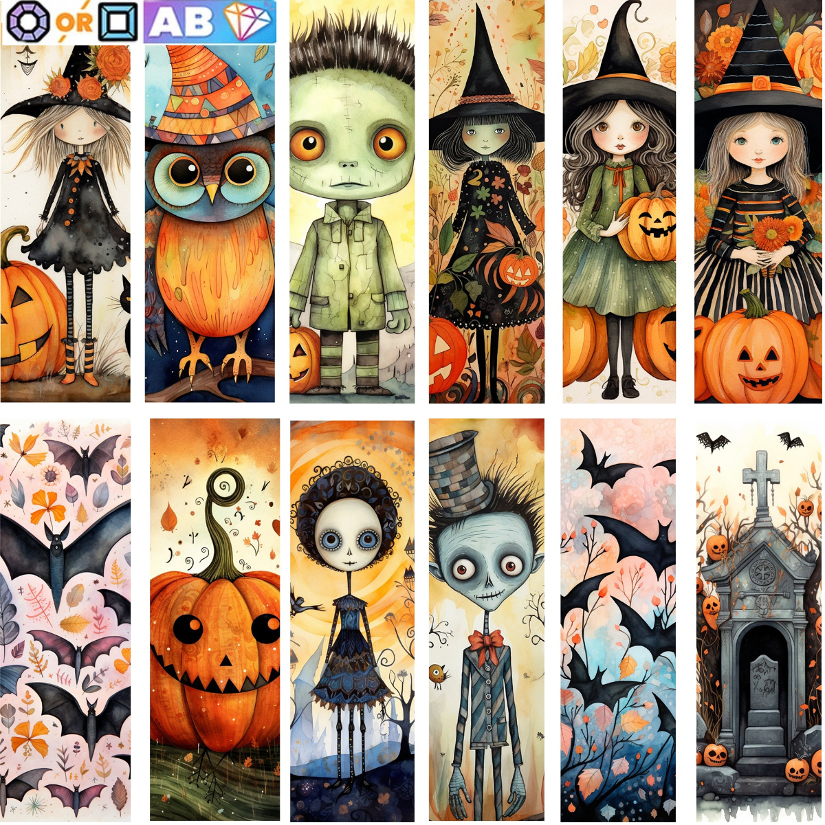 Halloween Witch Skeleton 30*90CM(Canvas) Diamond Painting