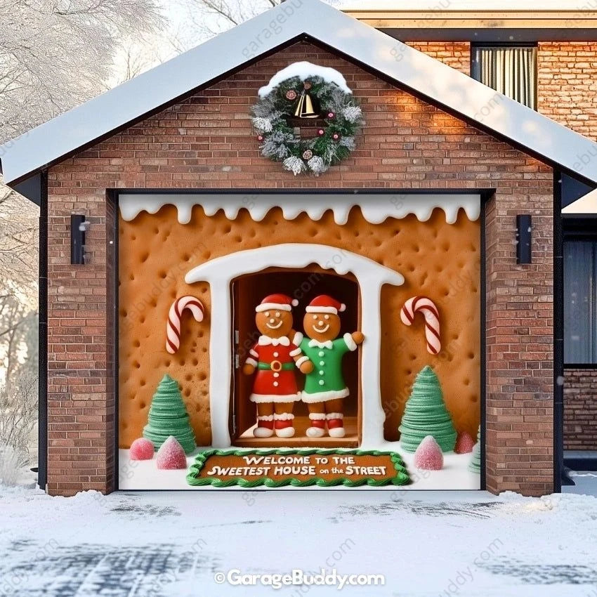 Garage Buddy | Gingerbread Family | Christmas Garage Door Cover