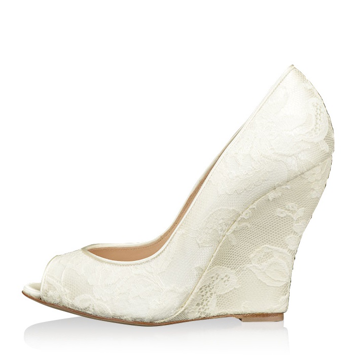 White Peep Toe Wedges Heels Vdcoo