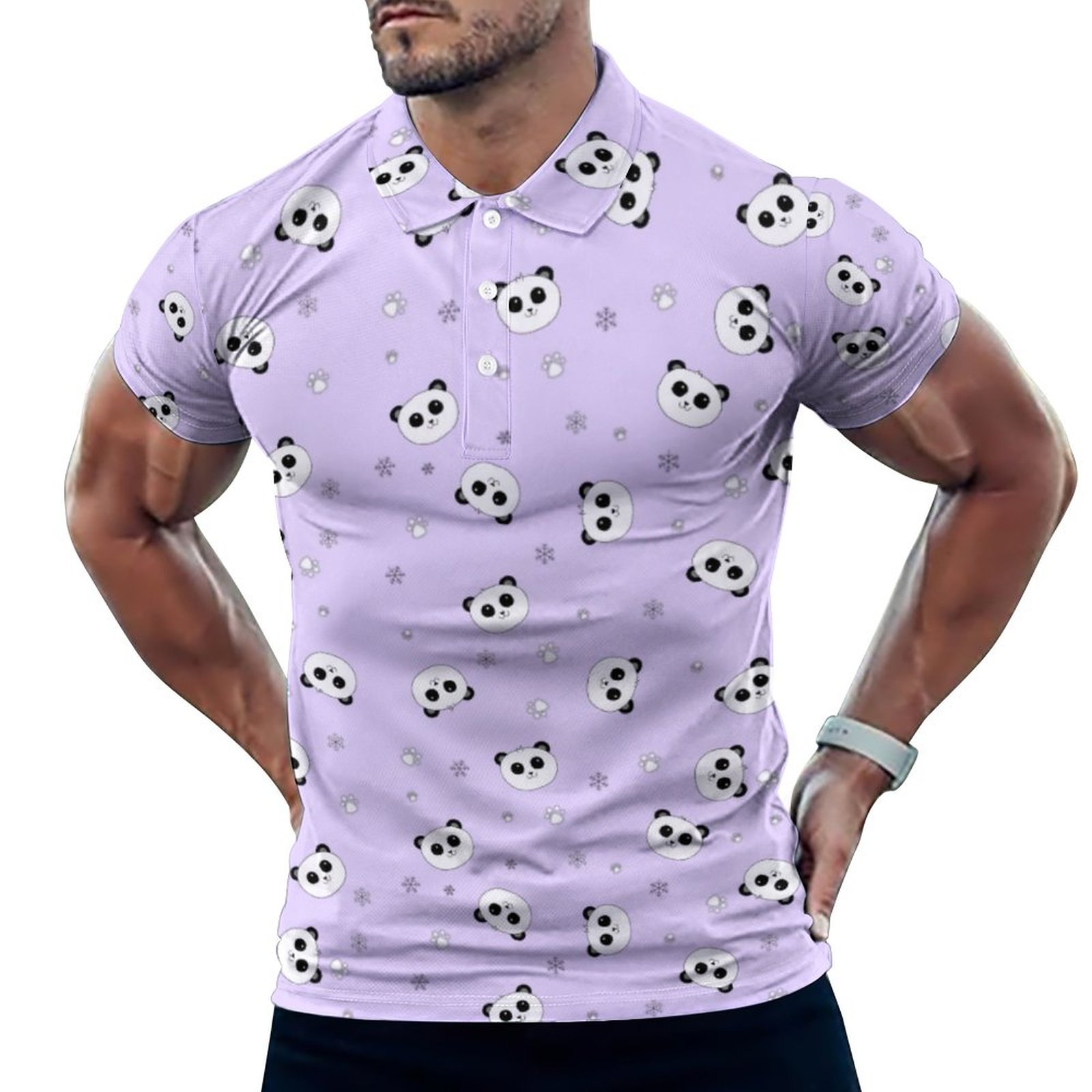 Purple Pandas Panda Baby4Life, Men's Casual Print Golf Polo Shirts, big ...