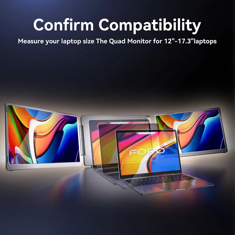 FOPO 14" Desktop Triple Screen Extender S7 – 3-in-1 FHD 1080P IPS ...