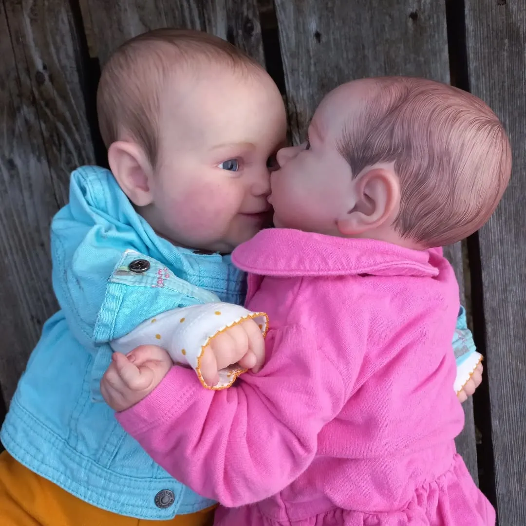 20" Soft Weighted Body, Cute Lifelike Hang-Painted Reborn Twin Girls ...