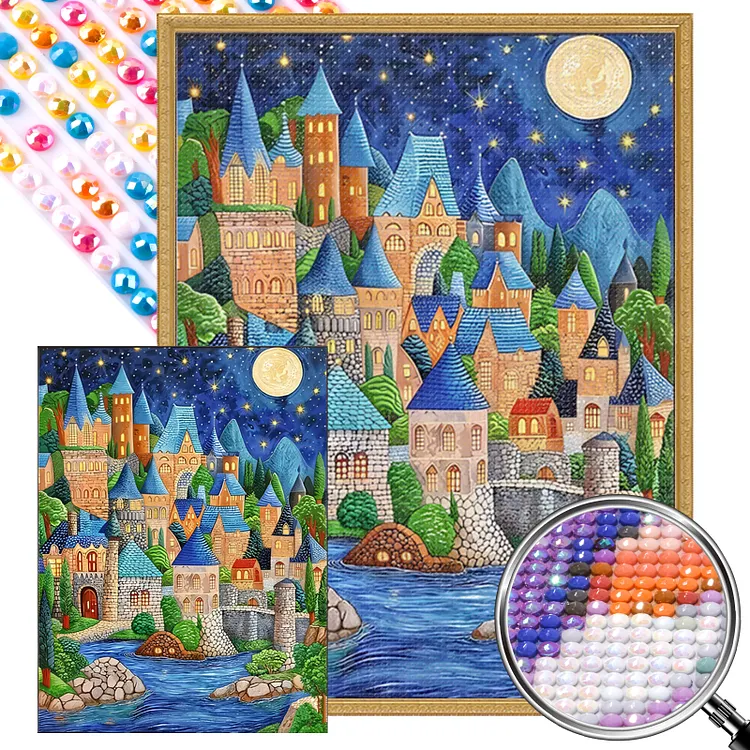 Partial AB Drill - Small Town - Full Round Drill Diamond Painting - 45 ...
