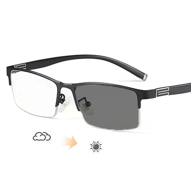 Vintage Half Frame Business Photochromic Myopia Glasses for Male Men's ...