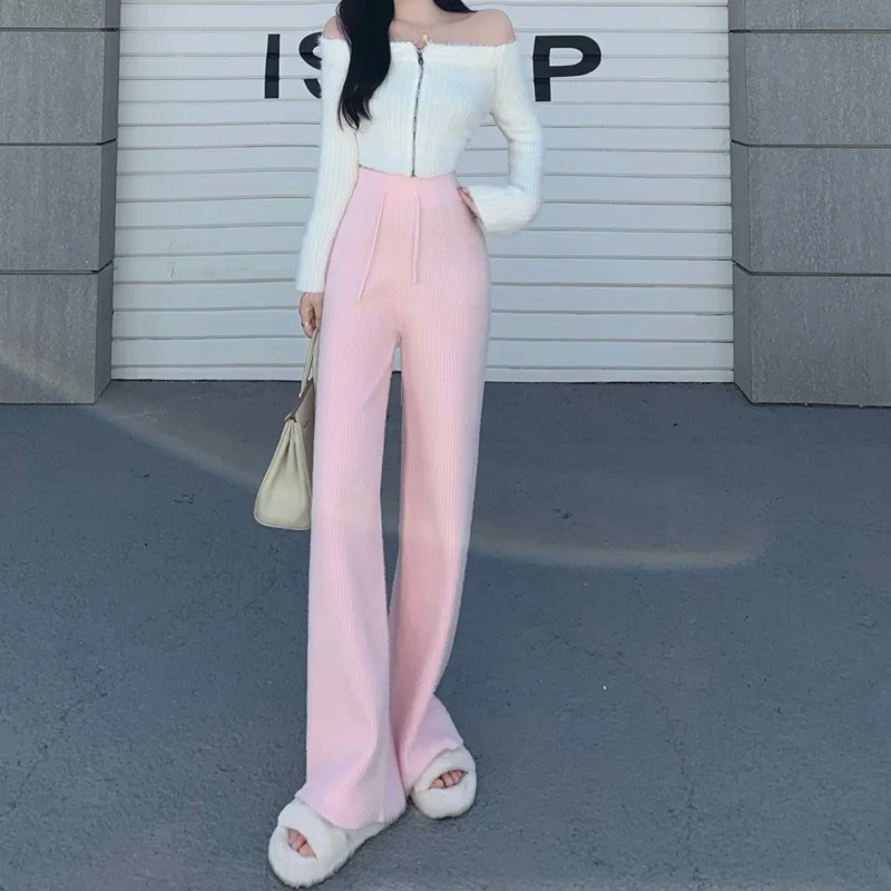 MINK FLEECE HIGH WAIST KNIT PANTS