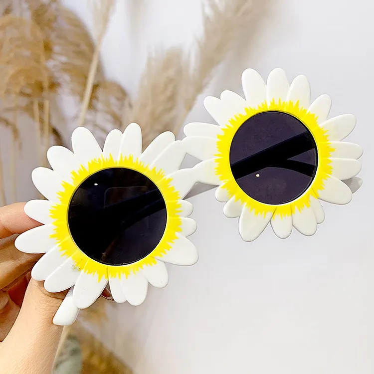 Kids Flower Shape Sunglasses Vintage Children Oversized Round Frame Sun ...