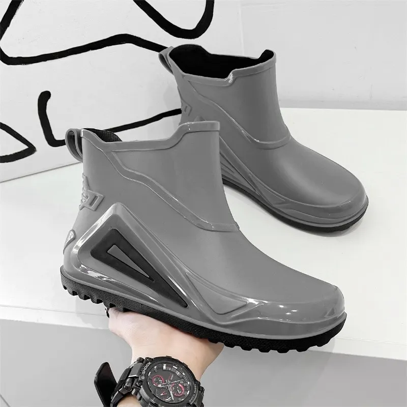 Yyvonne Red Bottom Low Rain Shoes Men Waterproof Slip On Loafers Rain ...