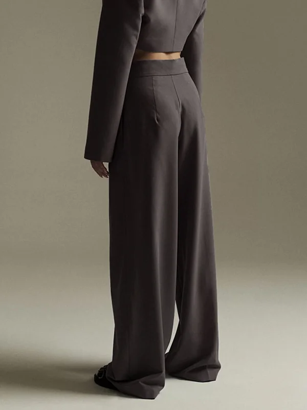 Urban High-Waisted Wide Leg Striped Pleated Solid Color Pants ...