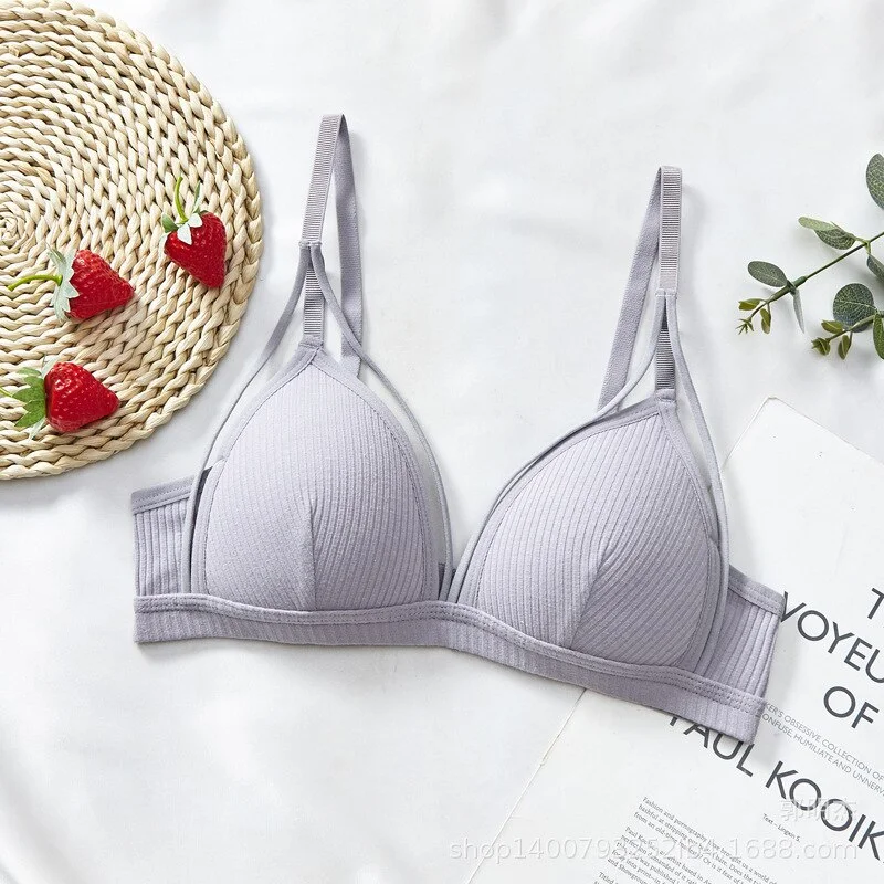 Billionm Sexy Wireless V-neck Bra Cotton Woven Cotton Comfortable ...