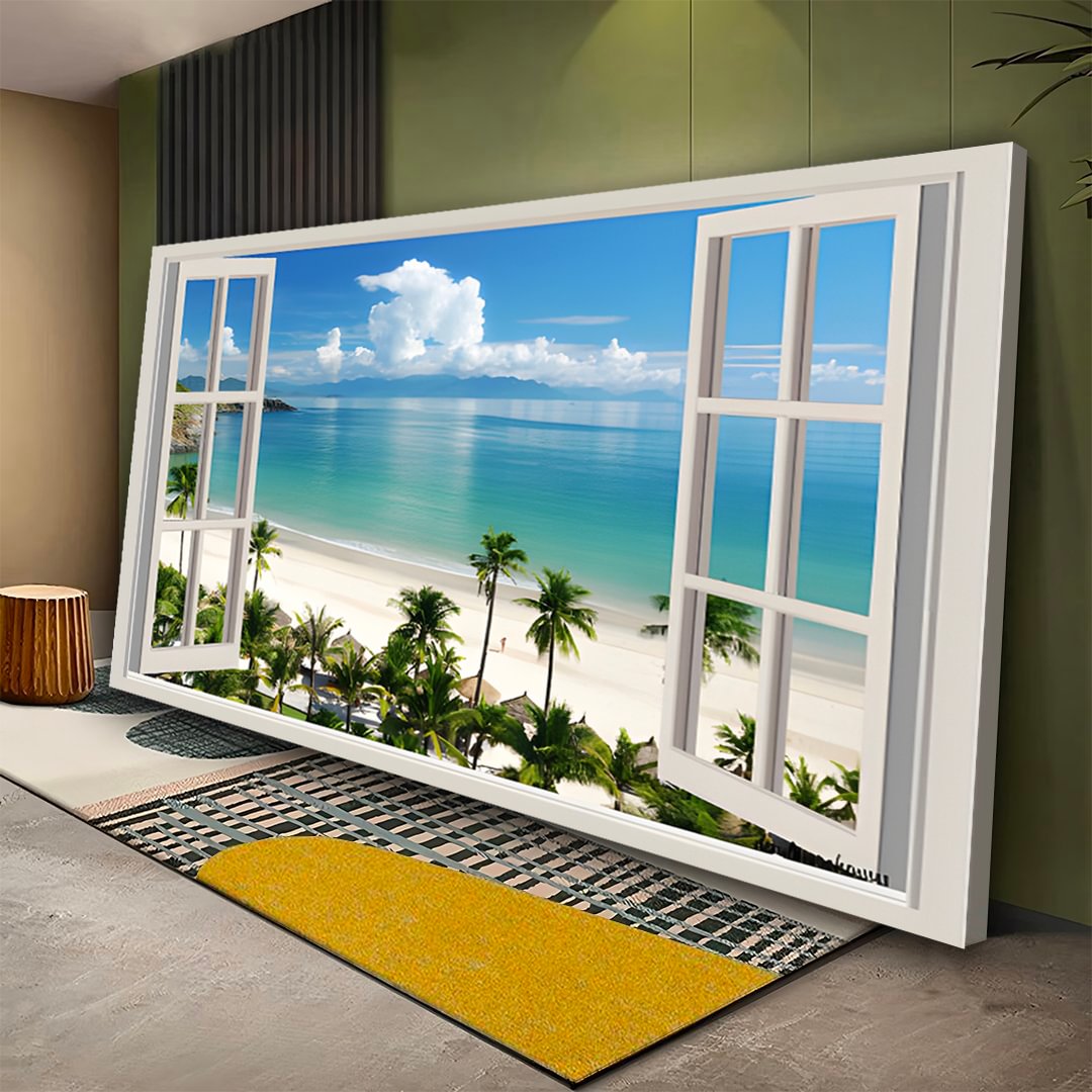 Beautiful Beach Sand Windows Canvas Wall Art