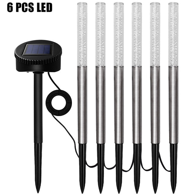 Solar Power Tube Lights Lamps Acrylic Bubble Pathway Lawn Landscape ...