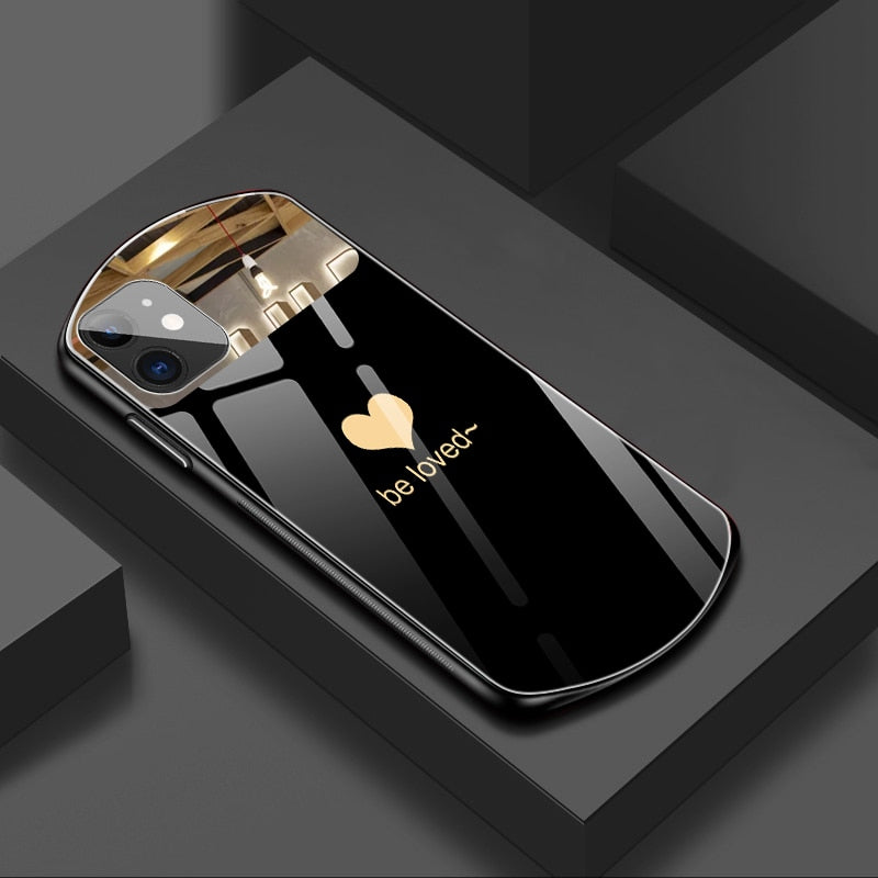 Luxury Oval Tempered Glass Phone Case For iPhone