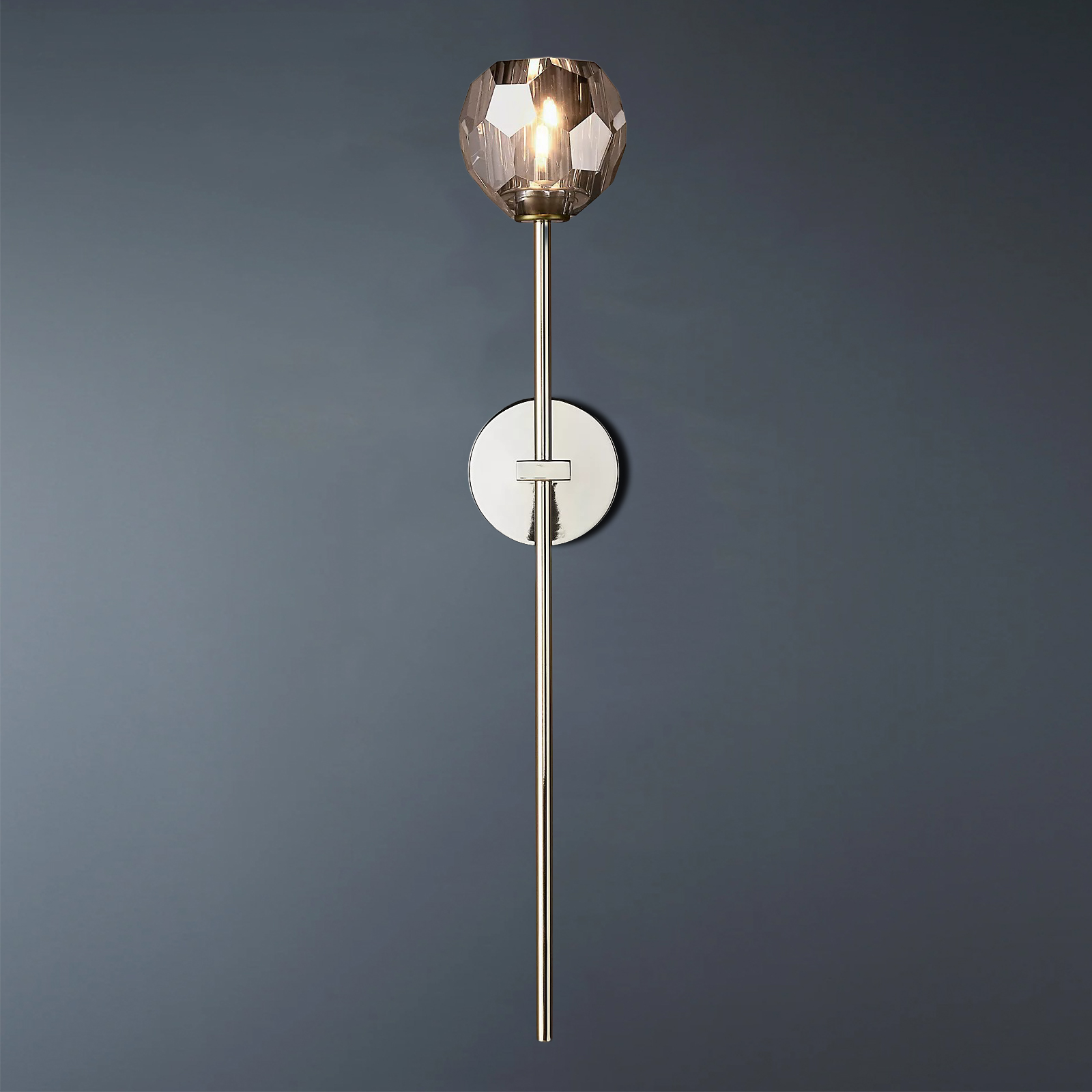 Boule De Crystal Wall Sconce,Smoke Crystal Led Wall Lights, Long Rod ...