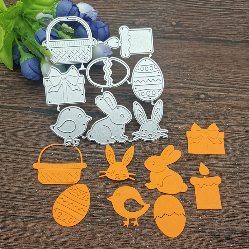 Athvotar Easter Egg Rabbit Metal cutting dies mold Round hole label tag ...