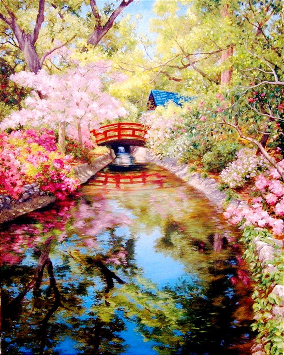 DIY Painting By Numbers | Beautiful spring scenery