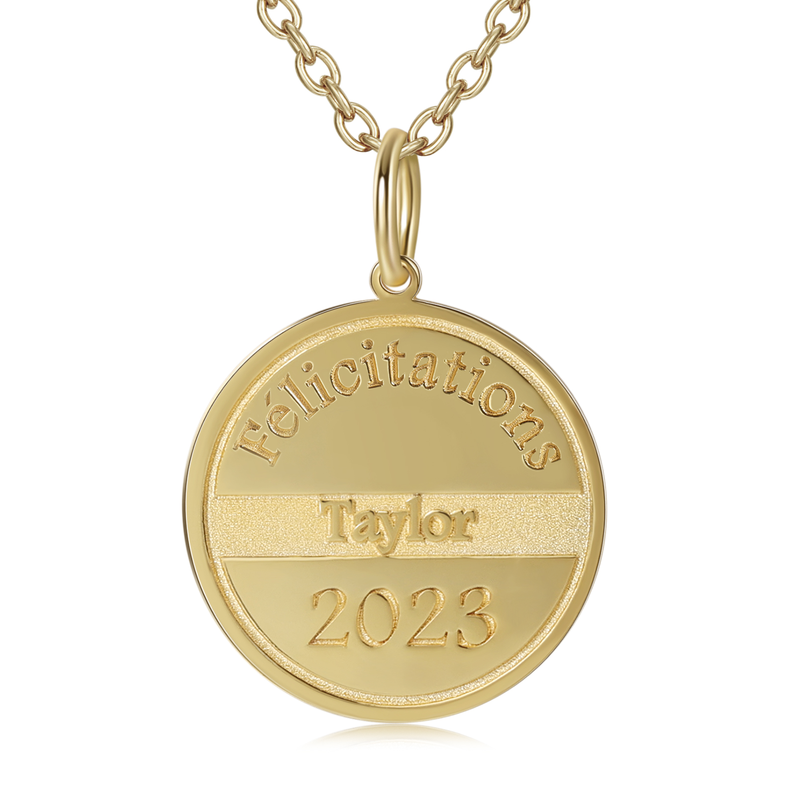 Jessemade FR Collier Médaille Diplômé Prénom et Années Personnalisés ...