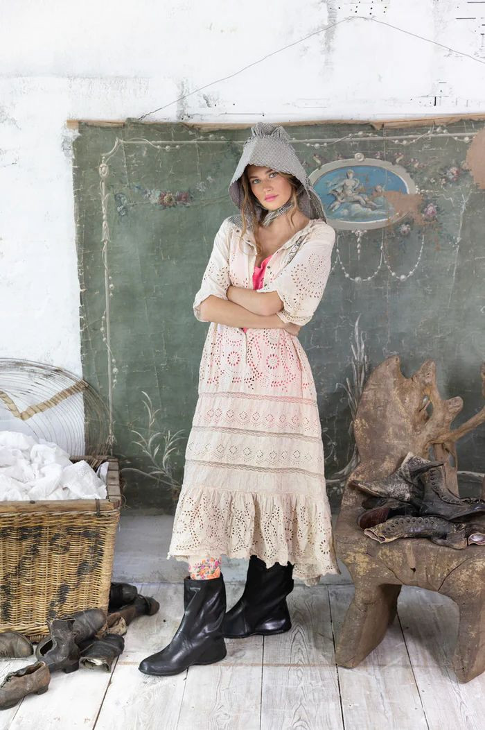 Retro distressed linen dress 45cb