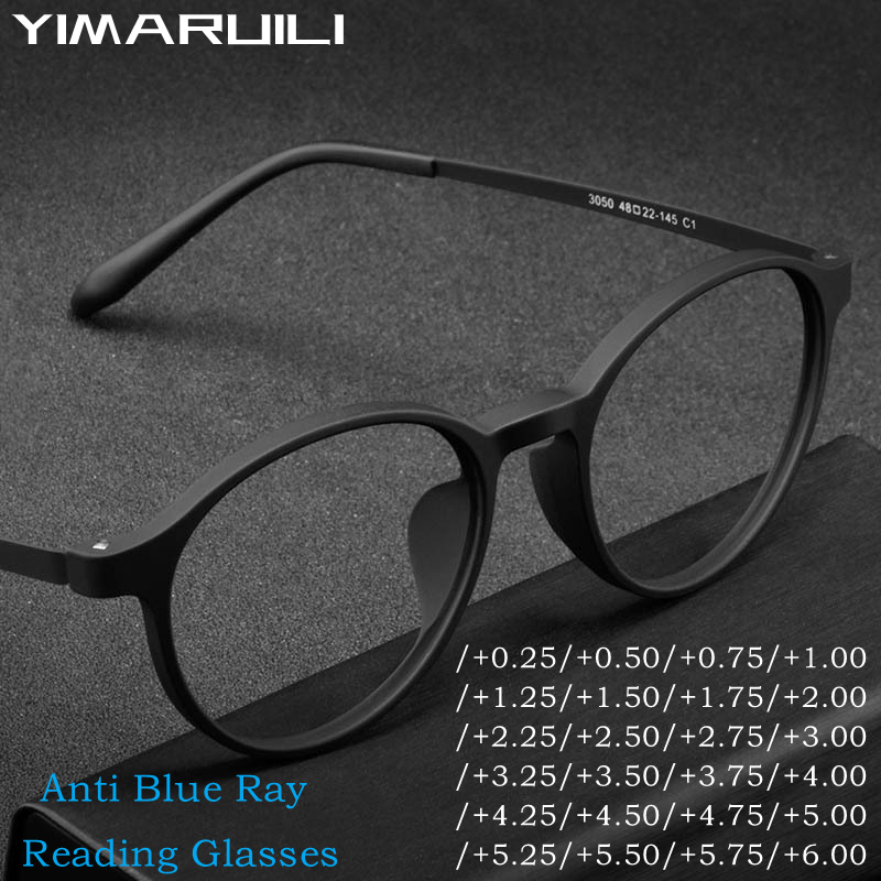 YIMRYUILI Ultralight Rubber Titanium Round Frame Anti-Blue Light ...