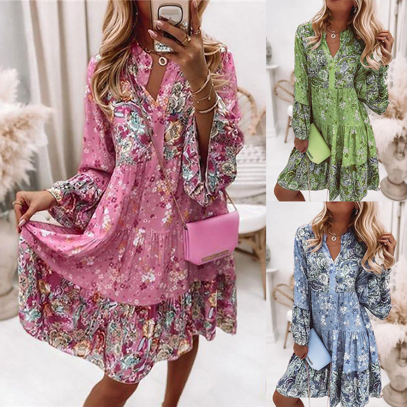 Boho Floral Print Dress