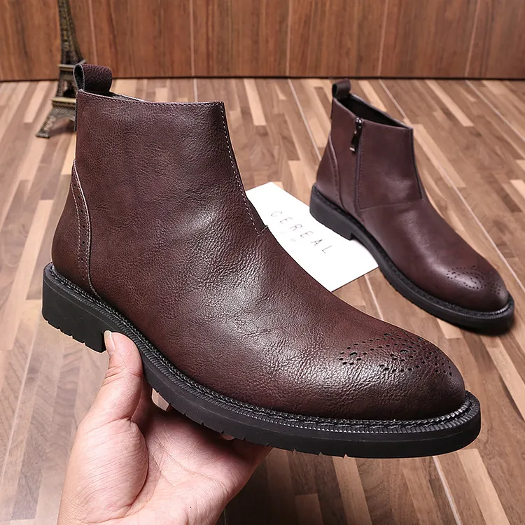 High Quality 2021 Men Short Boots Four Seasons Men's Shoes Korean Trend ...