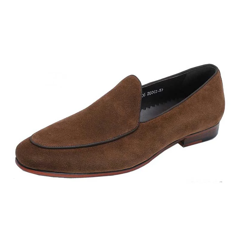 Mens Brown Suede Loafers Shoes : Free Shipping