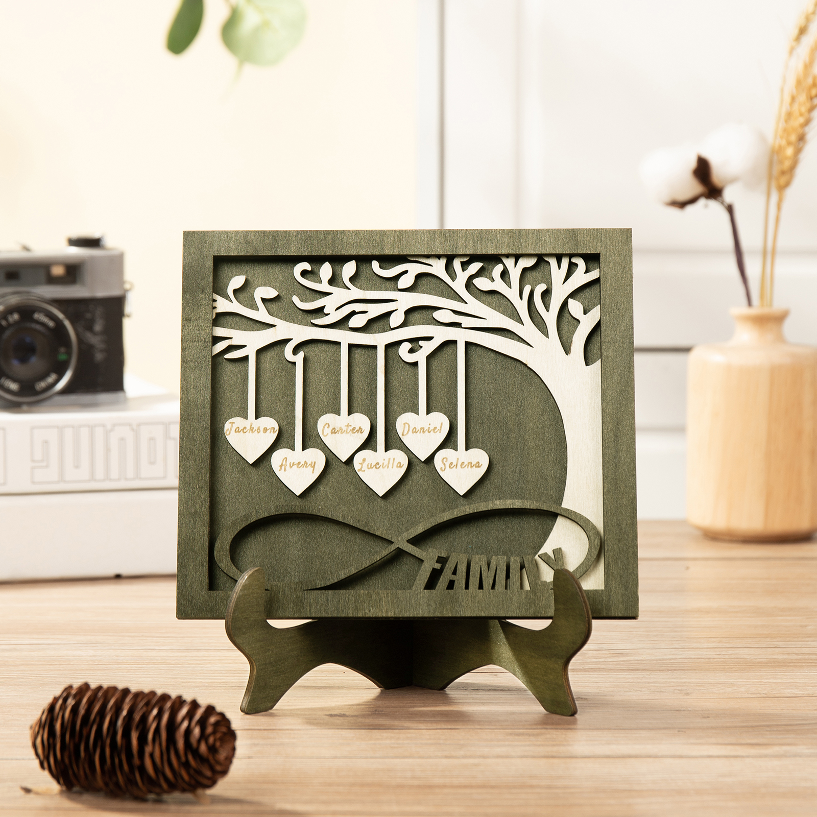 Family Tree Wood Frame Personalized Family Tree Sign Custom 6 Names ...