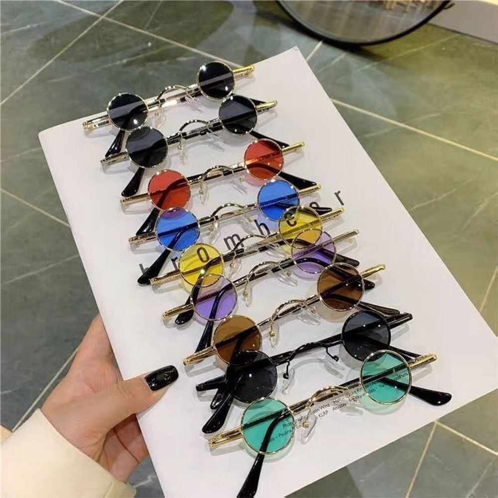 Small Round Sunglasses Ultra Metal Frame Hip Hop Punk Sun Glasses Mini ...