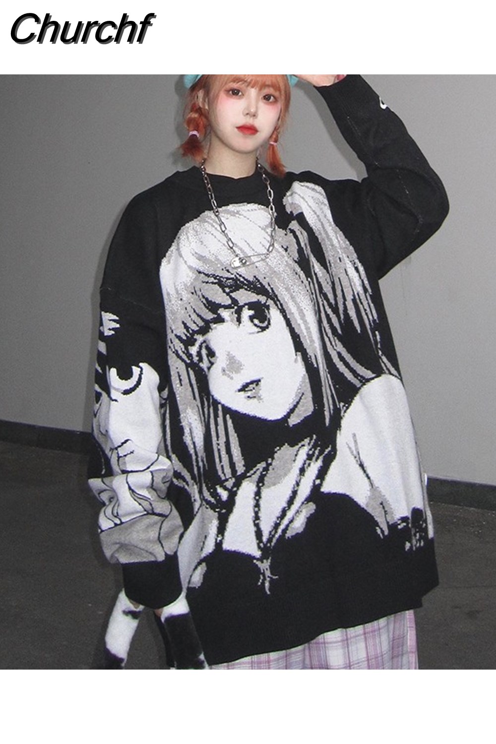 Churchf Death Note Knitted Sweater Amane Misa Oversized Jumpers ...