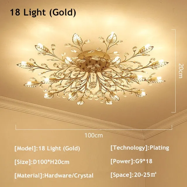 Vintage LED Ceiling Light Crystal Ceiling Lamp For Living Room Loft