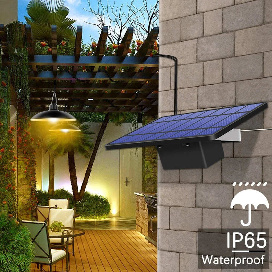 Double Head Solar Pendant Light Outdoor Indoor Solar Lamp With Line ...