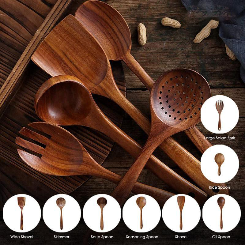 Natural Teak Wood - Utensil Set
