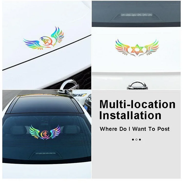 3D Angel Wings Colorful Laser Reflective Car Stickers 4PCS