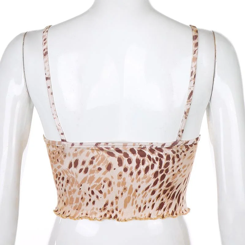 LEOPARD LACE V-NECK SLING VEST