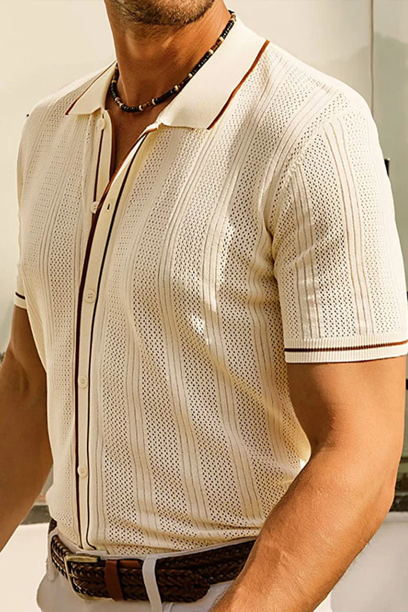 Men's Summer Short Sleeve Button Knit Anti-pilling Icy Silk Cardigan ...