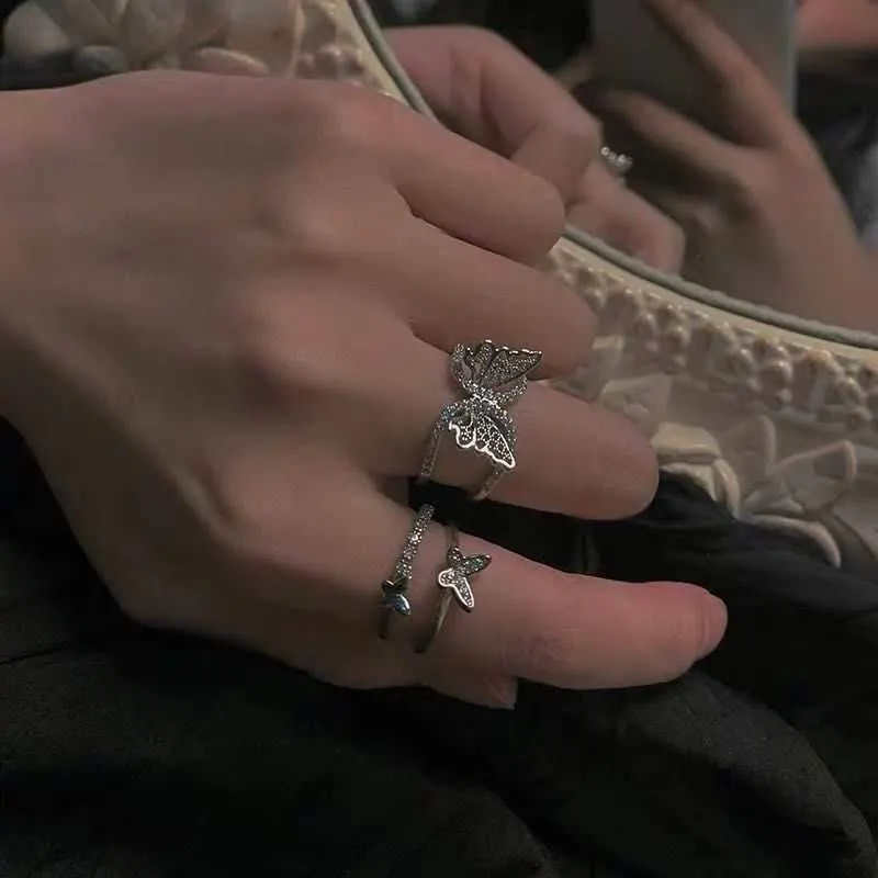RHINESTONE BUTTERFLY OPEN RING(2 PCS)