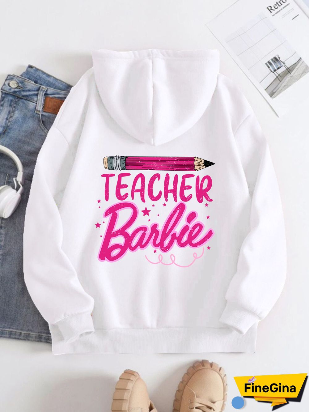 FineGina Printed on the Back Kangaroo Pocket Hoodie Long Sleeve for ...