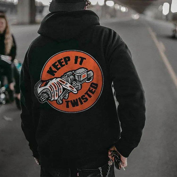 KEEP IT TWISTED Motor Head Graphic Black Print Hoodie