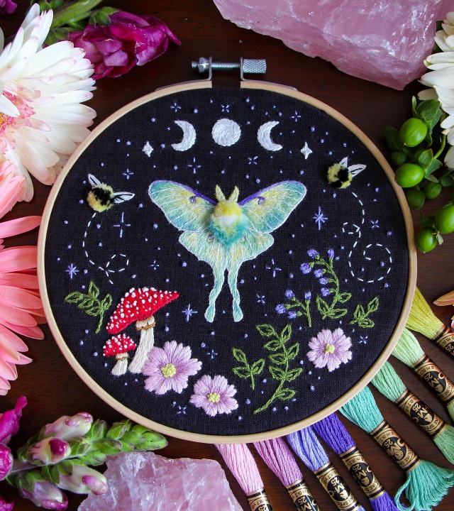 Enchanted Forest Moth Embroidery Kit
