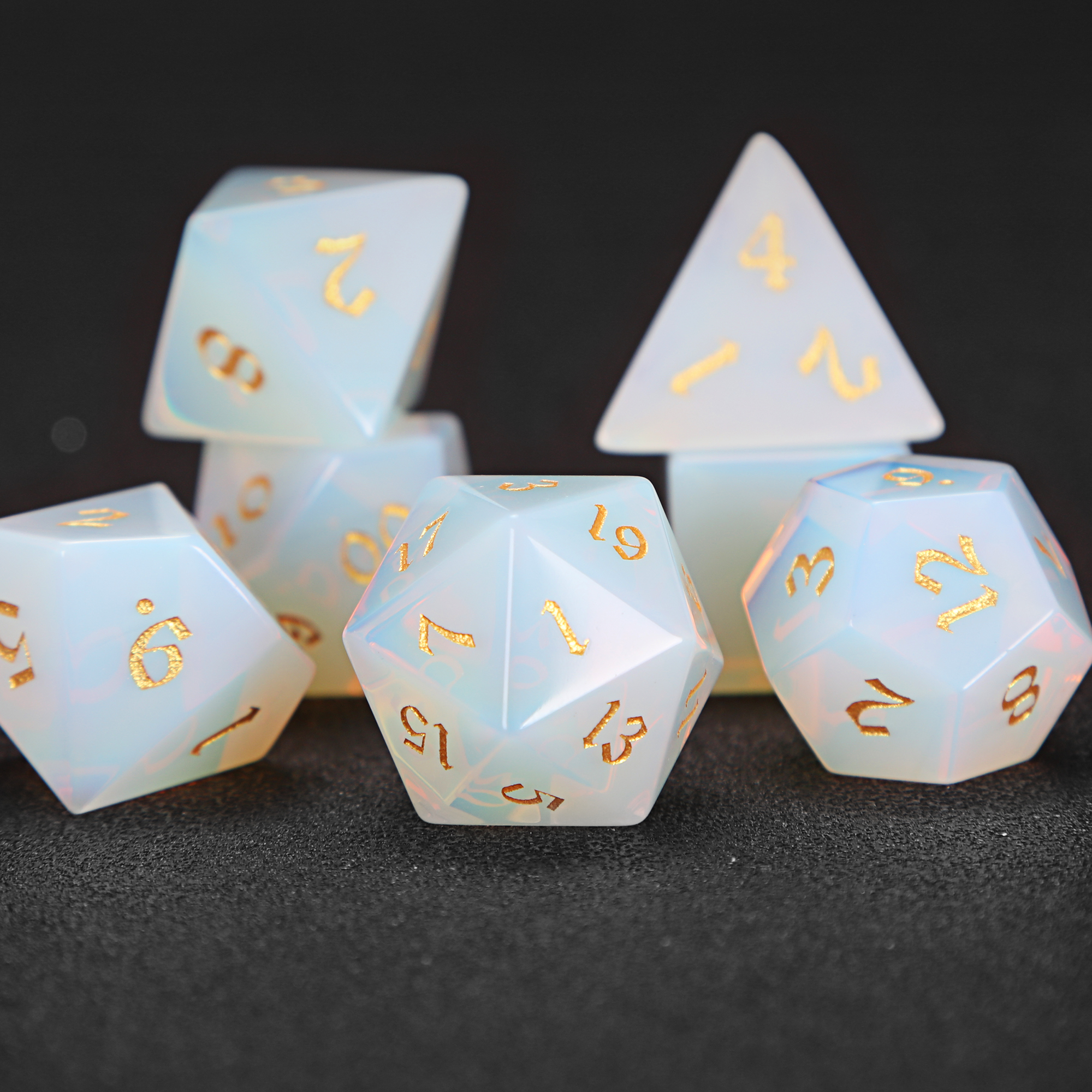 Opal Dice Set – 7 Polyhedral Dice for DND, TTRPG, Pathfinder, Tabletop ...