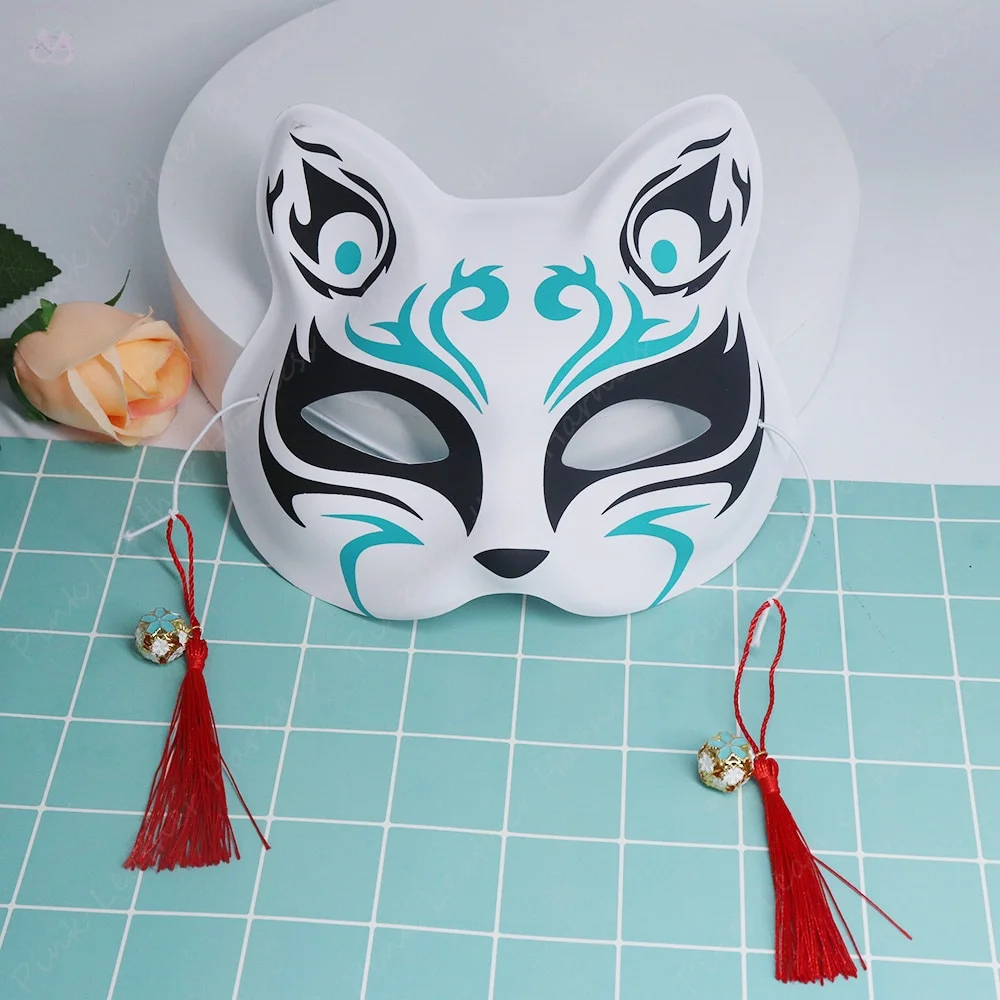 Billionm Mask Half Face Hand-painted Cat The Nine-tailed Fox Mask Anime ...