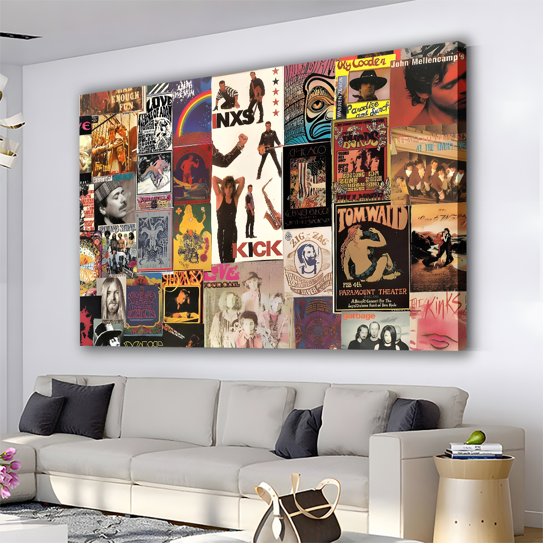 Classic Rock Collage Featuring INXS Canvas Wall Art