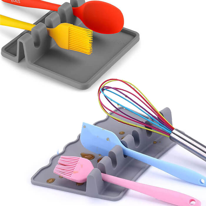 Silicone Spoon Rest/ Heat Resistant Utensil Holder for Countertop