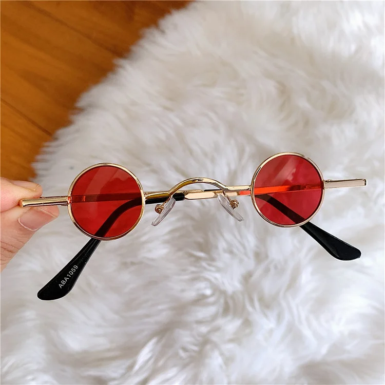 Small Round Framed Sun Glasses Retro Mini Sunglasses Round Men Metal ...