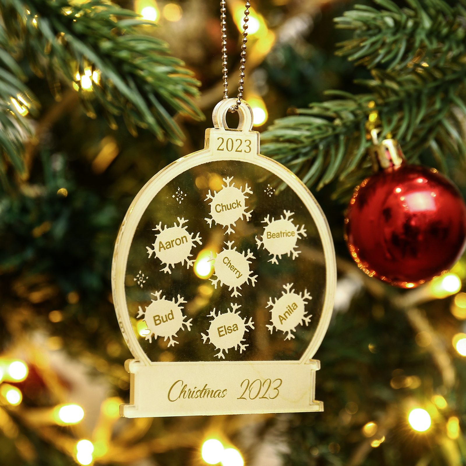 Ornements de Noël Bactérie 7 Prénoms et Texte Personnalisés avec Année