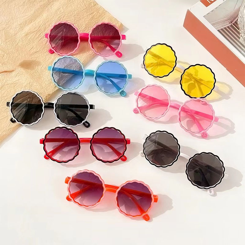 New Children's Wave Circular Sunglasses Girls' Summer Sun Glasses Cute ...