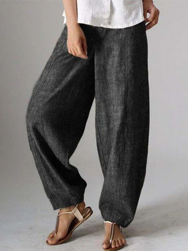 Black Textured Wide Leg Cropped Pants