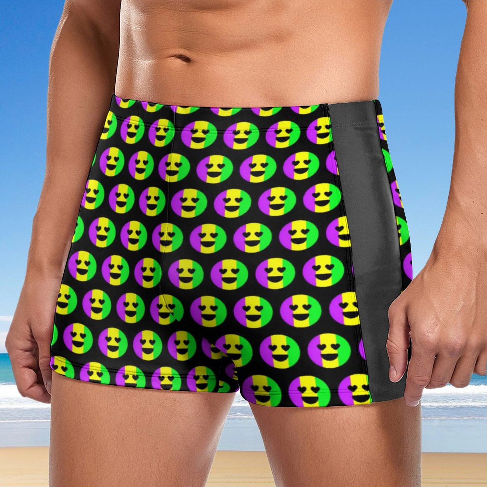 SFNEEWHO Mardi Gras New Orleans Cute Funny Smiling Emoji Swim Brief ...